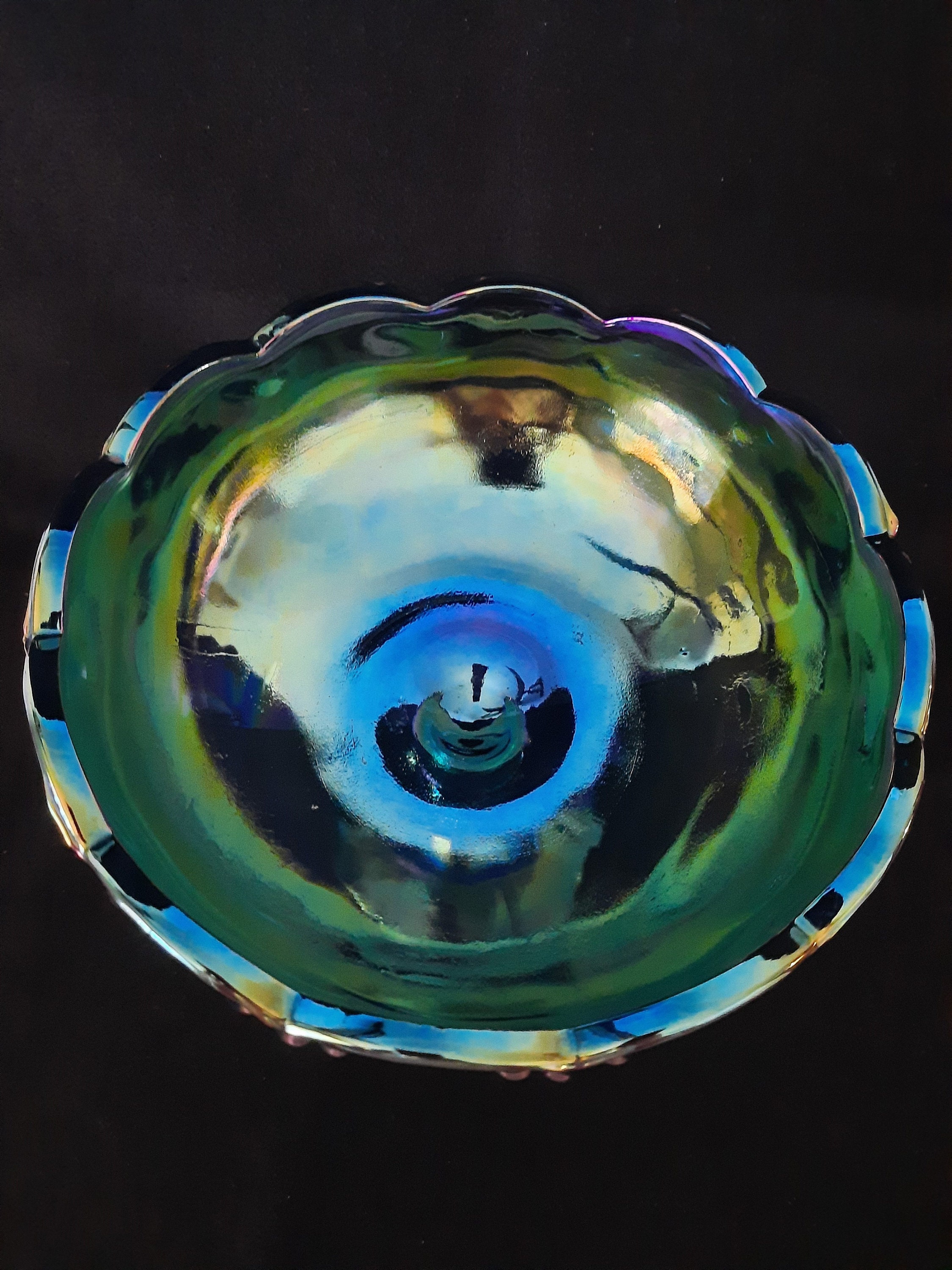 Vintage Iridescent Blue Indiana Carnival Glass Compote Dish - Etsy