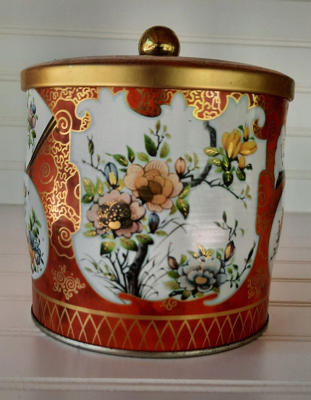 Vintage Daher Floral Lidded Tin Container - Etsy