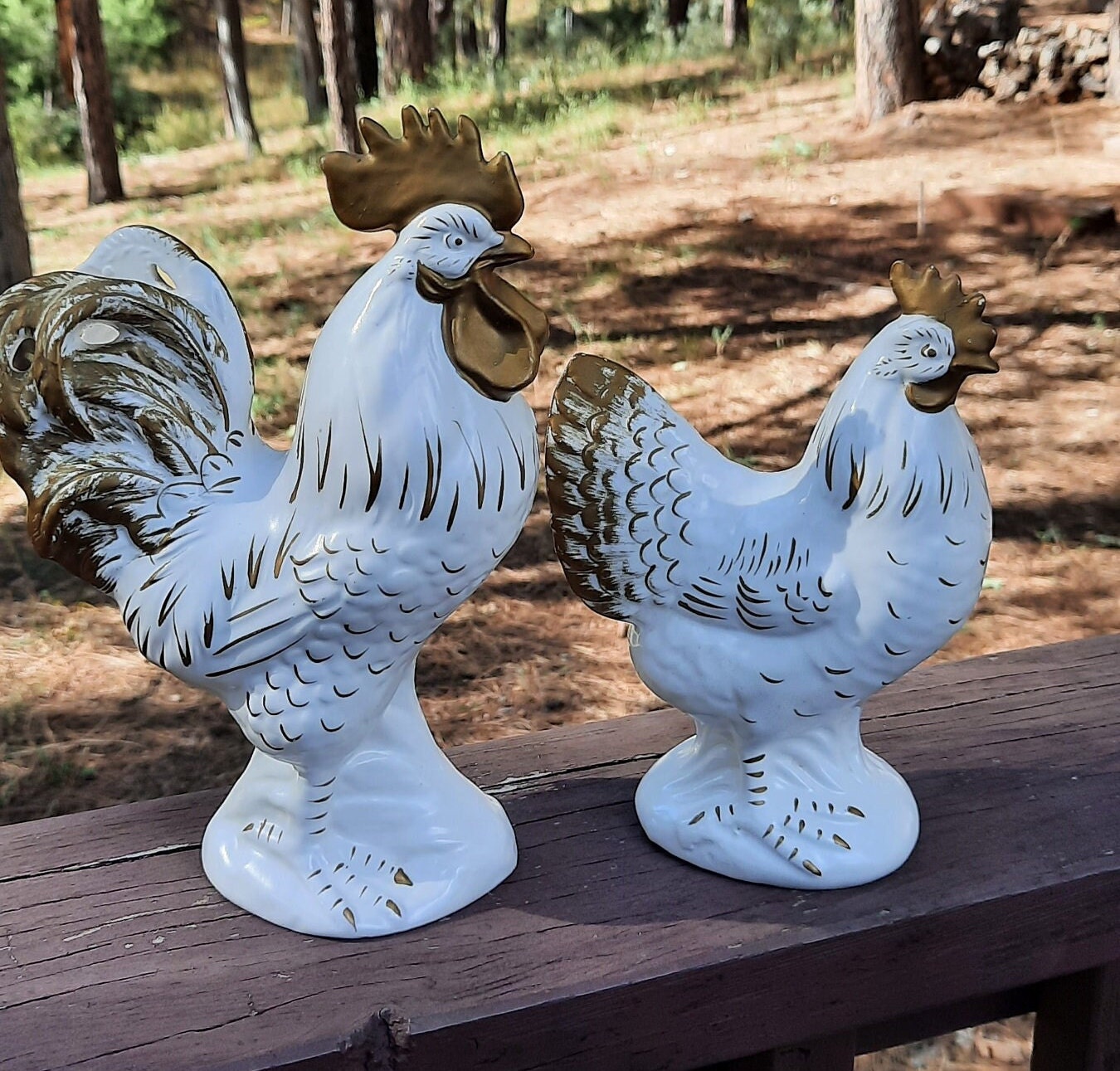 Vintage Lefton Porcelain Rooster and Hen - Etsy