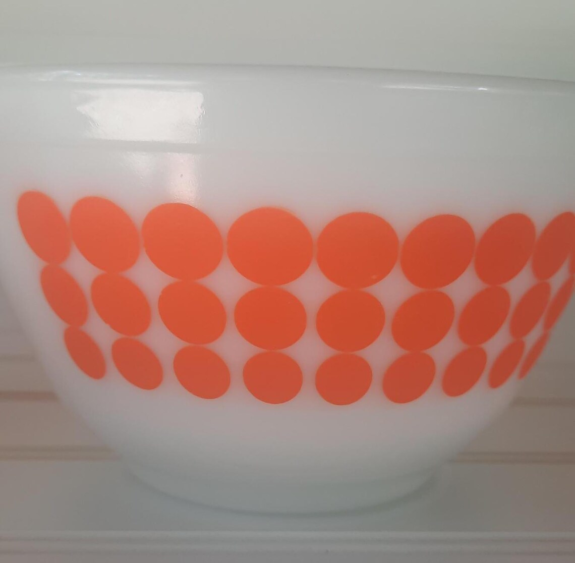 Vintage Pyrex Orange Polka Dot Milk Glass Nesting Mixing Bowl 401 Retro ...