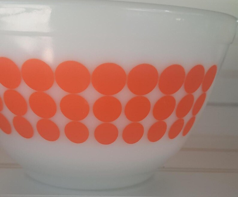Vintage Pyrex Orange Polka Dot Milk Glass Nesting Mixing Bowl 401 Retro ...