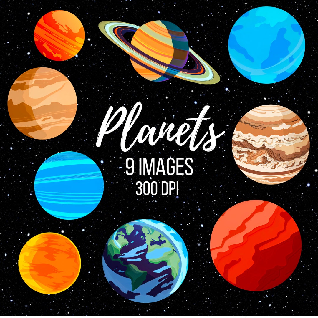 Planets Clipart PNG | Planets | Instant Download | Painting | Digital ...