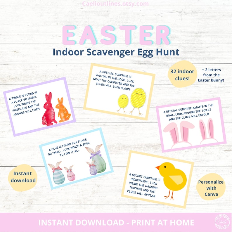 32 Editable Indoor Easter Scavenger Hunt Clues | Easter Scavenger Hunt ...