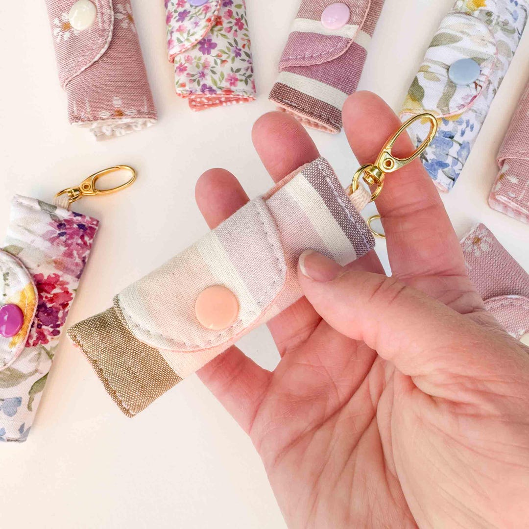 Handmade Chapstick Holder Keychain: Cotton & Linen Mini Pouch - Etsy