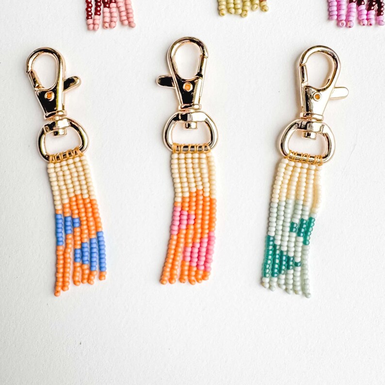 Boho Seed Bead Keychain: Tassel Purse Charm - Etsy