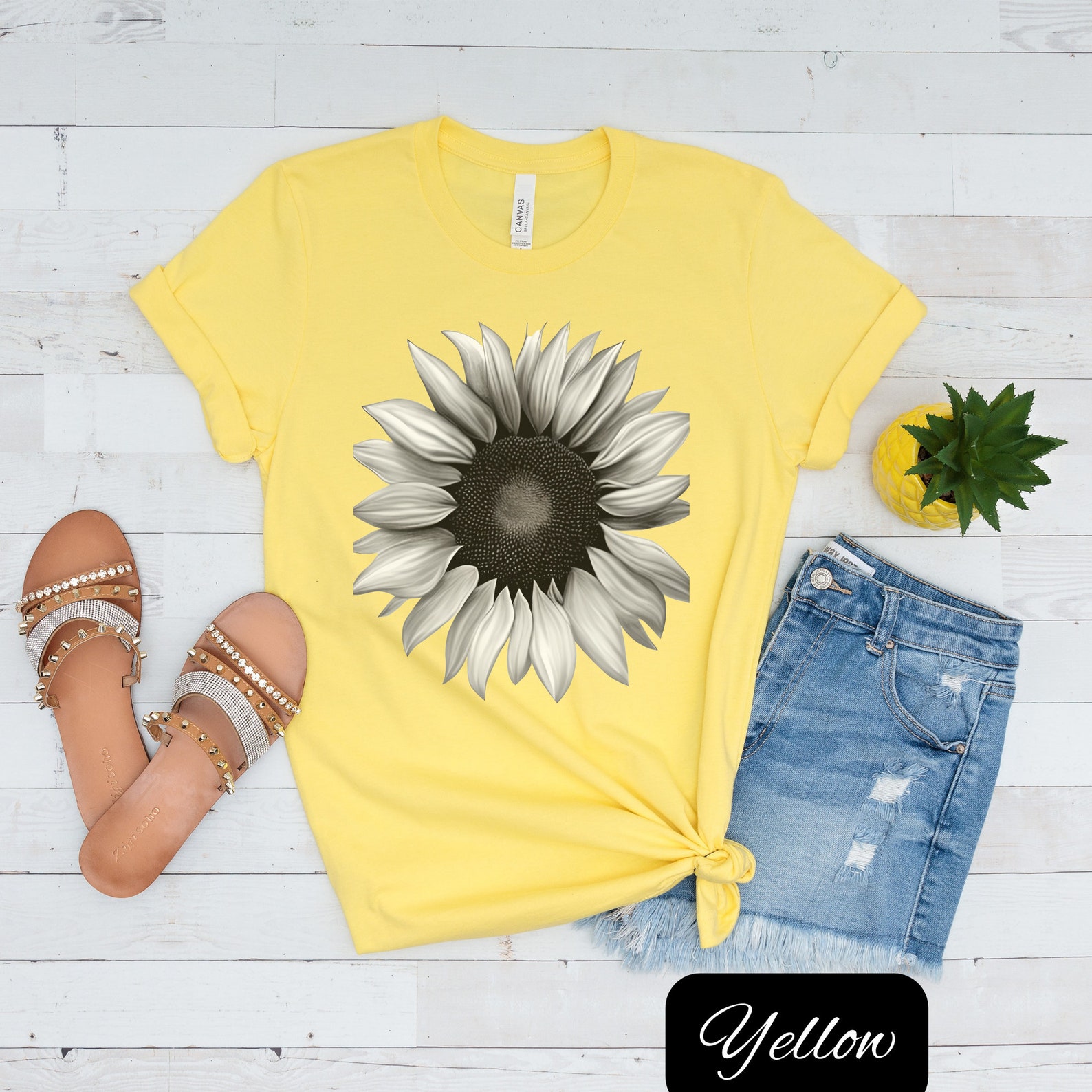 Realistic Sunflower Shirt Sunflower Print Tee Sunflowe Gardencore Shirt ...