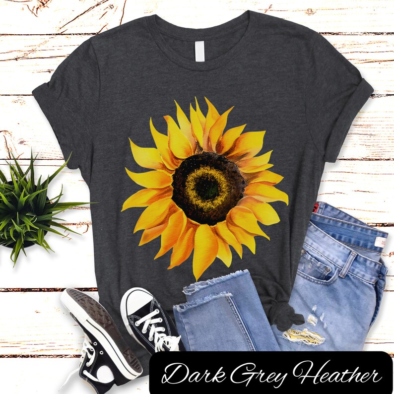 Sunflower Print Tee Gardencore Shirt Sunflowe Sunflower Print T-shirt ...