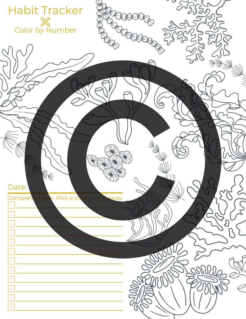 Artistic Daily Habit Tracker, Printable Color by Number Task List ...