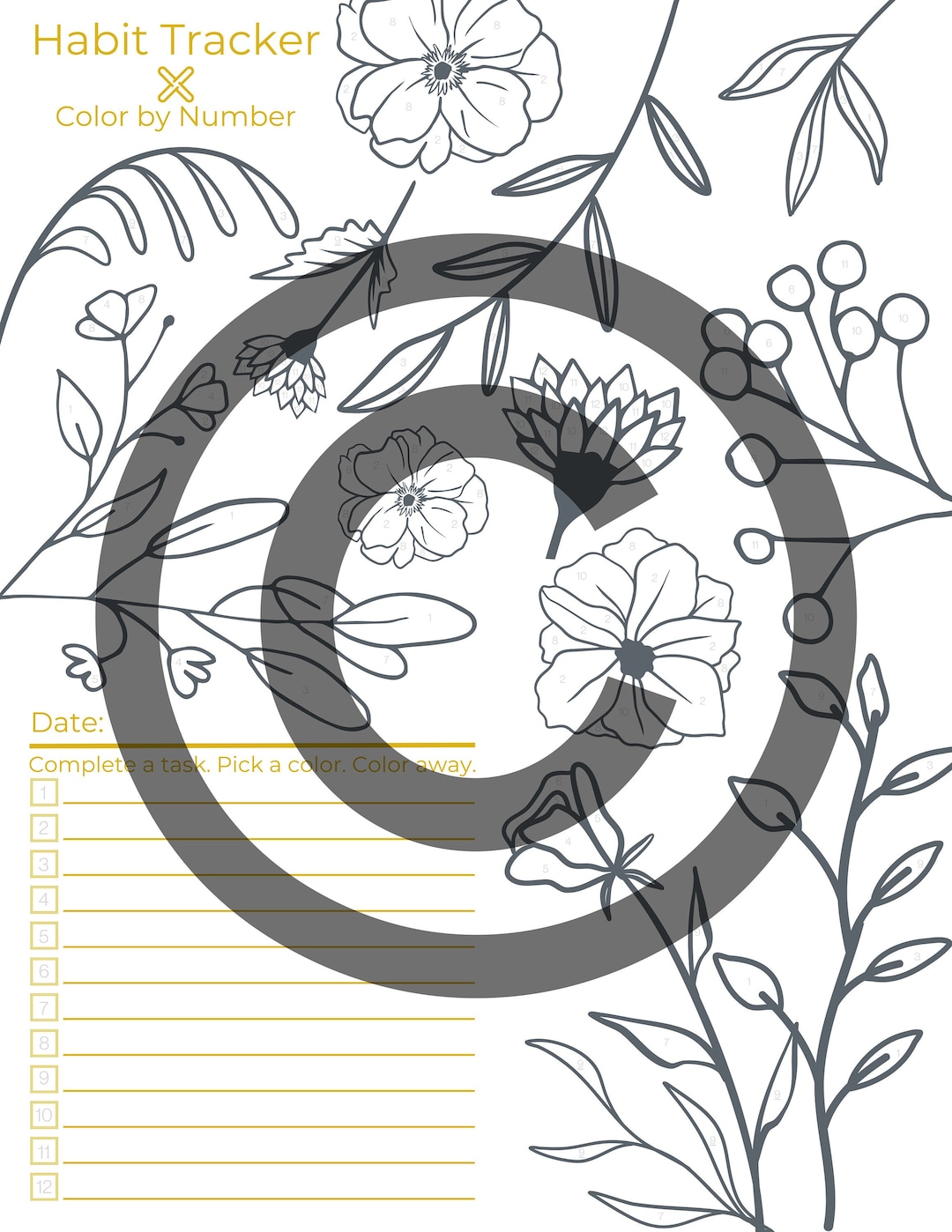 Artistic Daily Habit Tracker, Printable Color by Number Task List ...