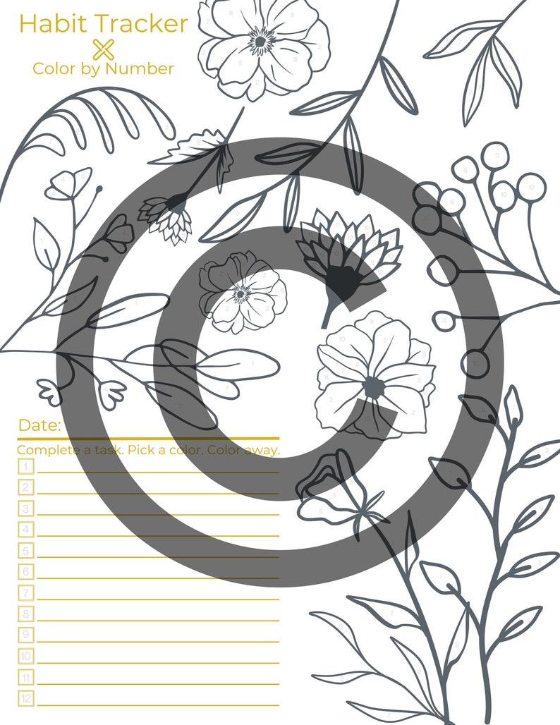 Artistic Daily Habit Tracker, Printable Color by Number Task List ...