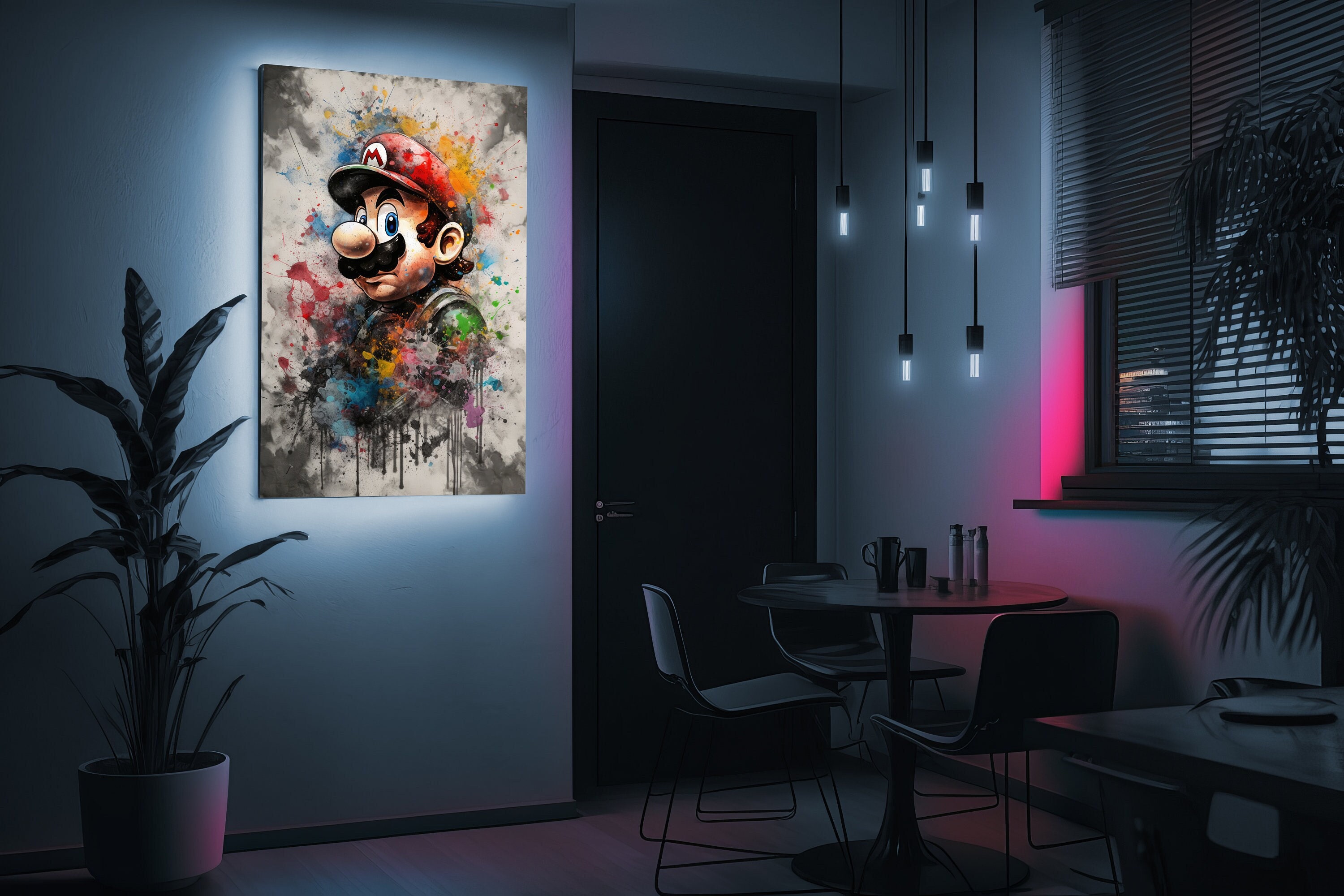 Super Mario Wall Art Printable Poster in Splatter Art Style Iconic ...
