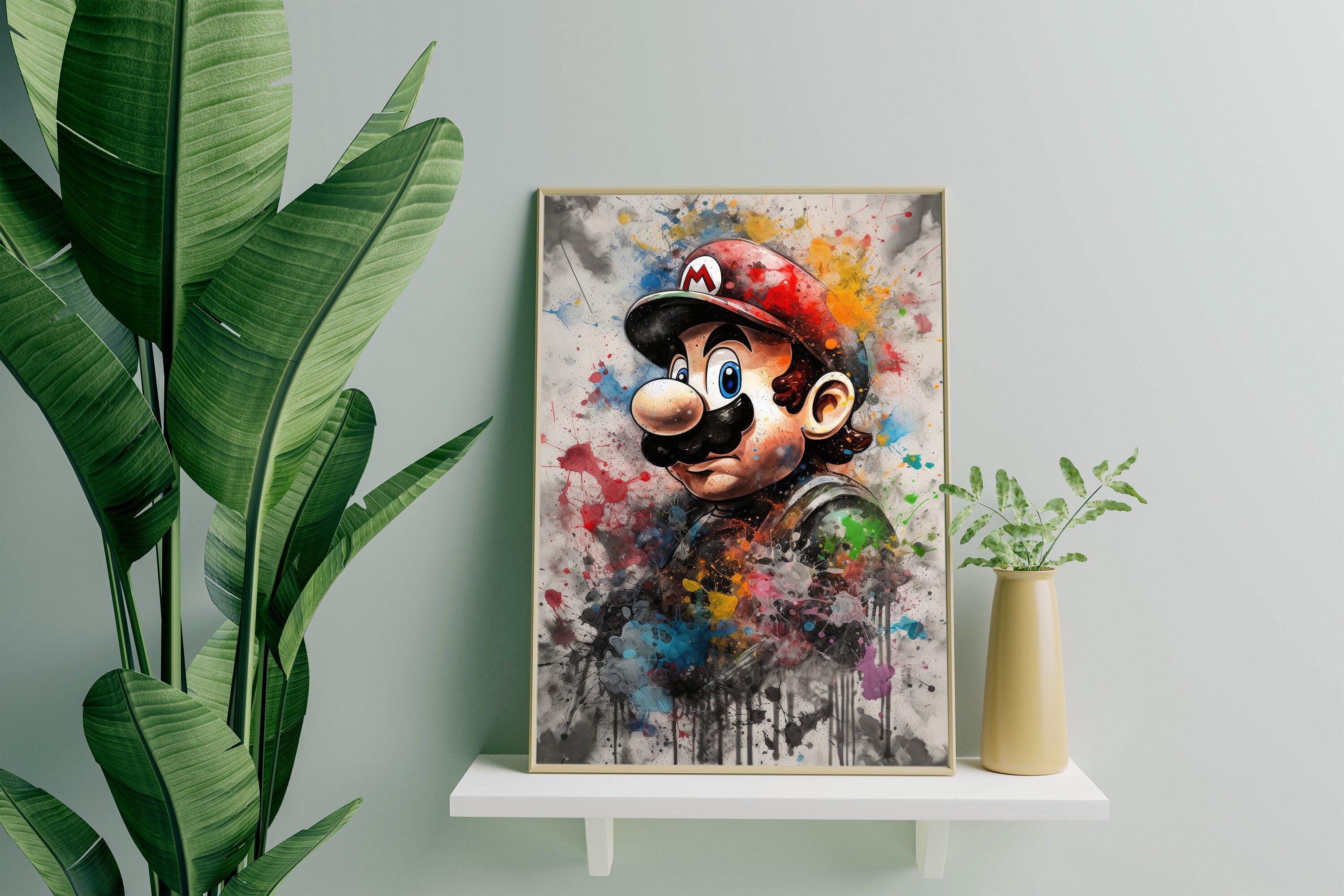 Super Mario Wall Art Printable Poster in Splatter Art Style Iconic ...