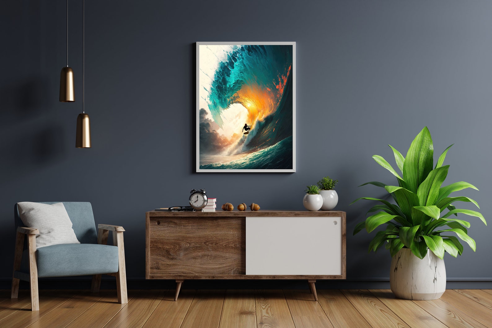 Printable Surf Poster of a Giant Wave Digital Surf Art, Surfer Digital ...
