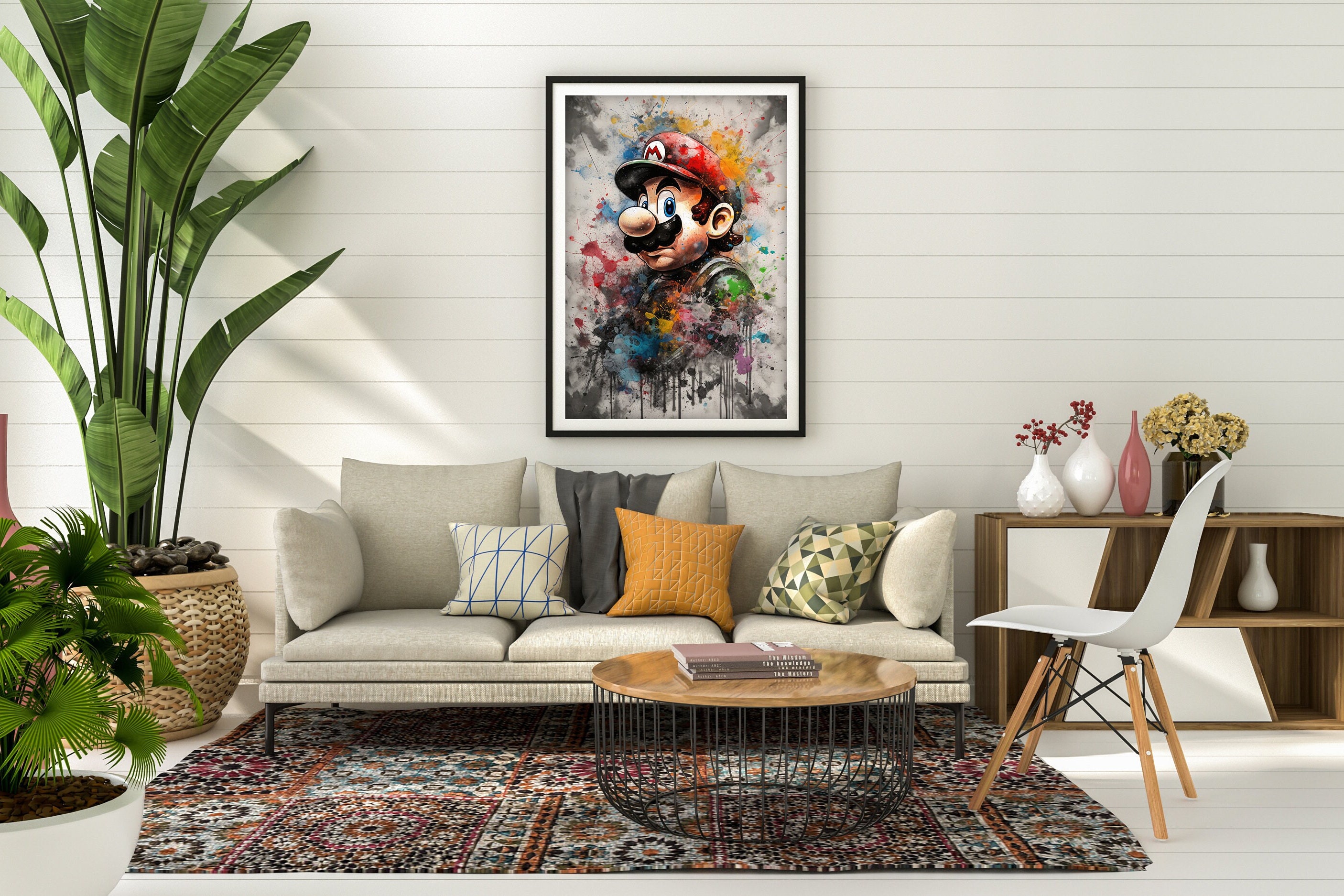 Super Mario Wall Art Printable Poster in Splatter Art Style Iconic ...