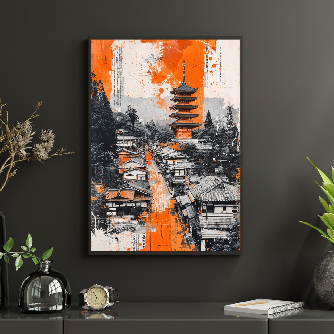 Japan Kyoto Street Collage Poster Digital Wall Art, Printable Japanese ...