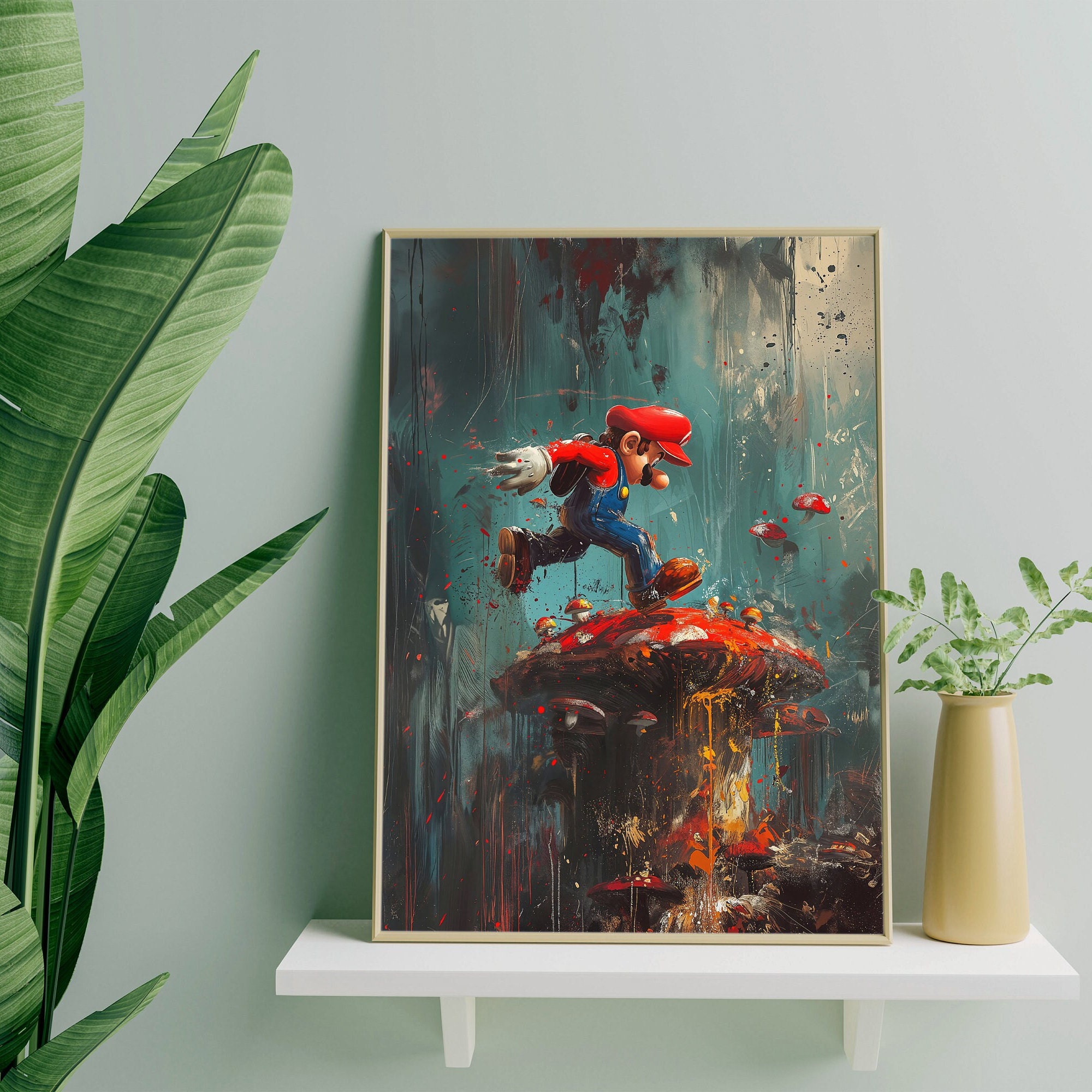 Super Mario Odyssey Canvas Fan Art Palette Knife & Graffiti Fusion ...