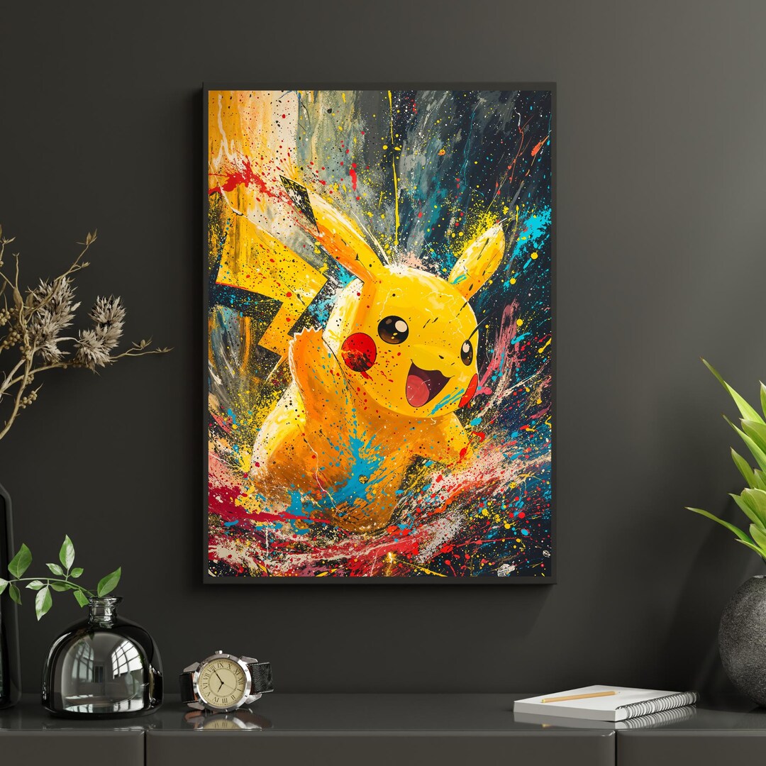 Pikachu Splash Painting Digital Wall Art Printable Pokemon Poster ...