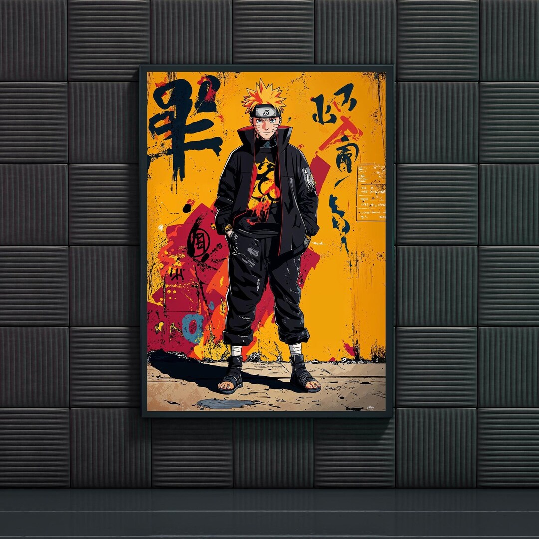 Naruto Techwear Poster - Black Japanese Jacket Street Style | Yellow ...
