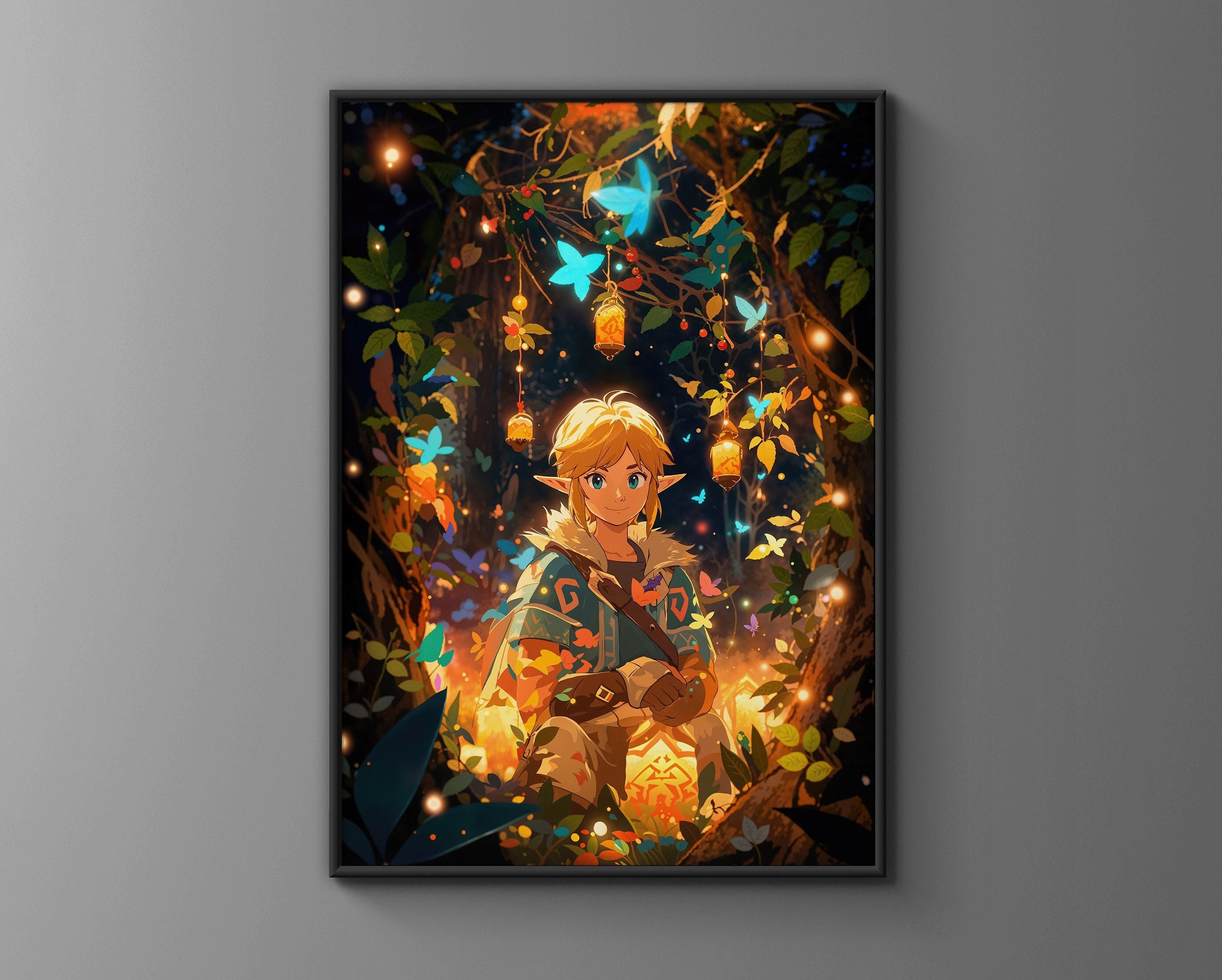 Zelda Tears of Kingdom Fan Art Printable Wall Art Link in Magic Forest ...