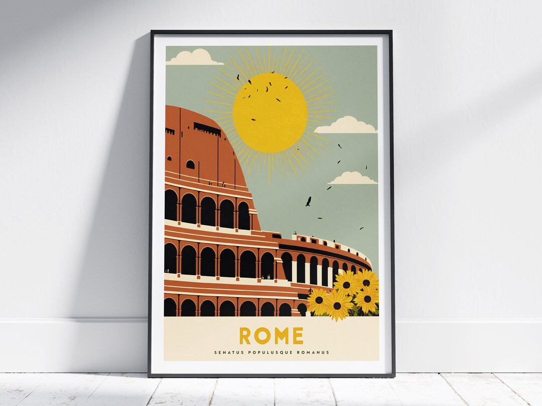 Rome Travel Poster Rome Minimalist Travel Print Vintage Colosseum ...
