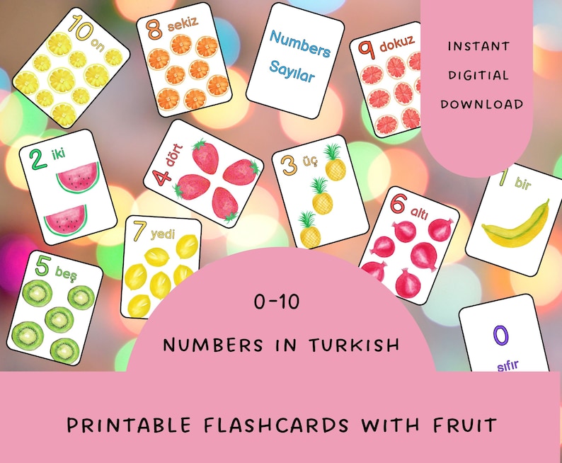 Turkish Numbers 0-10 Flashcards, Number Flashcards, Counting Cards - Etsy