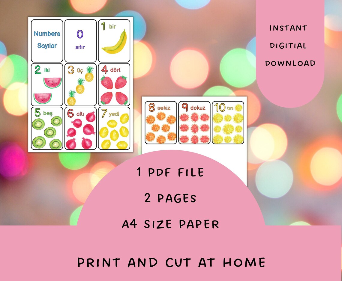 Turkish Numbers 0-10 Flashcards, Number Flashcards, Counting Cards - Etsy
