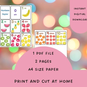 Turkish Numbers 0-10 Flashcards, Number Flashcards, Counting Cards - Etsy