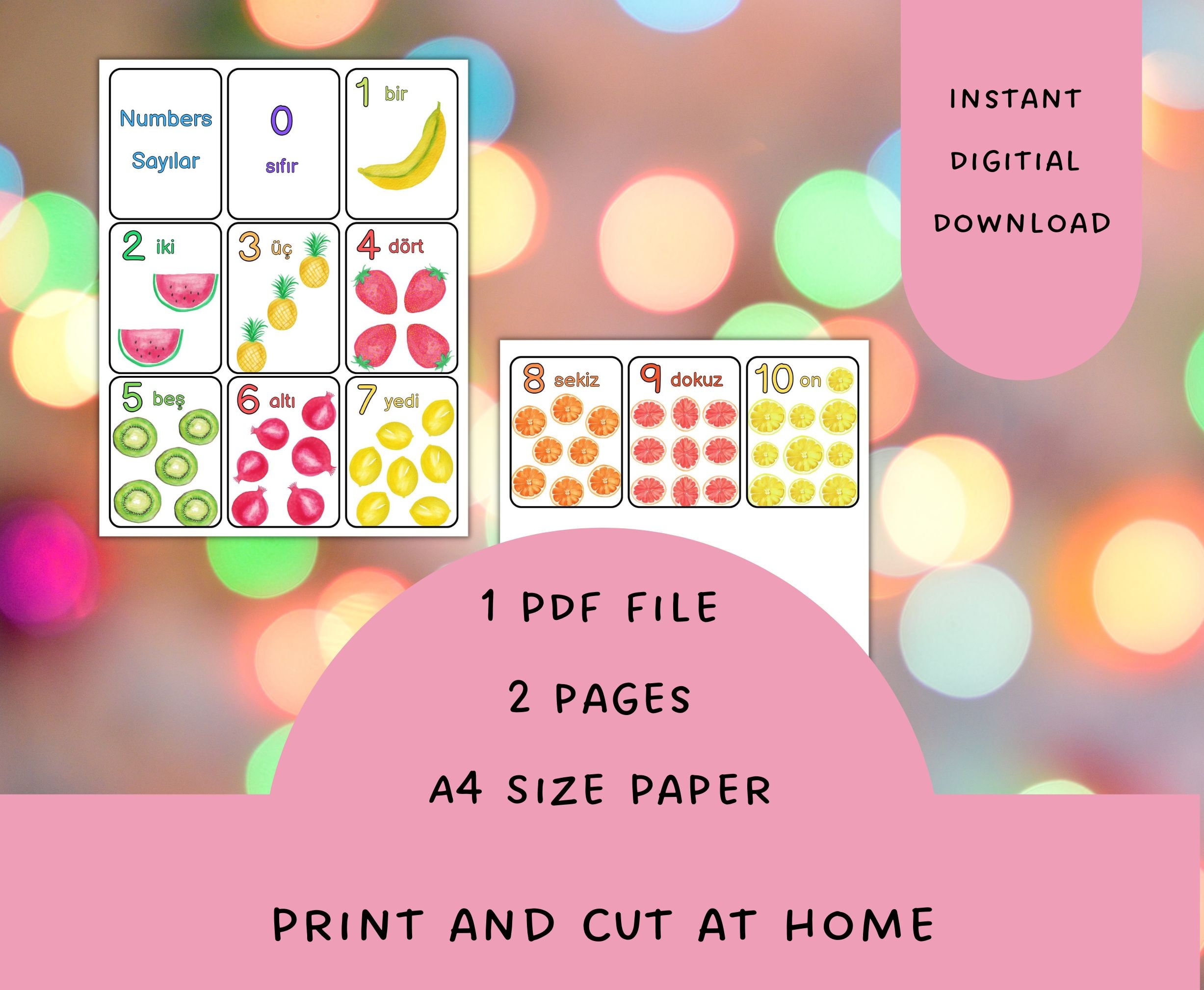 Turkish Numbers 0-10 Flashcards, Number Flashcards, Counting Cards - Etsy