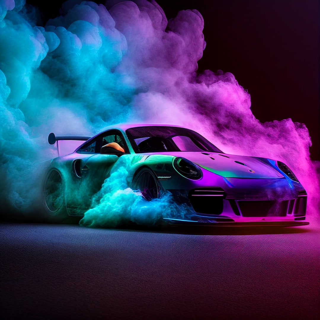 Abstract Neon Porsche GT3 Wall Art - Etsy