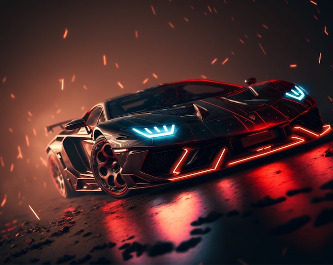 Abstract Neon Lamborghini Wall Art - Etsy Canada