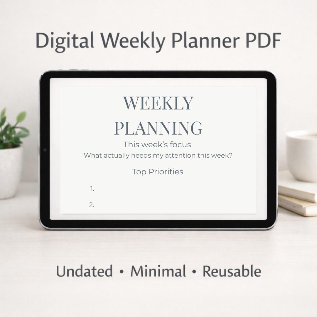 Digital Weekly Planner PDF | Undated Weekly Planning Pages | Minimal ...