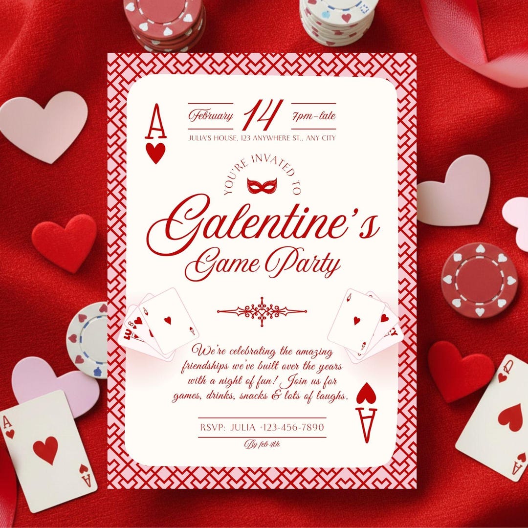 Galentine's Game Night Invitation Poker Card Party Invite Girls ...