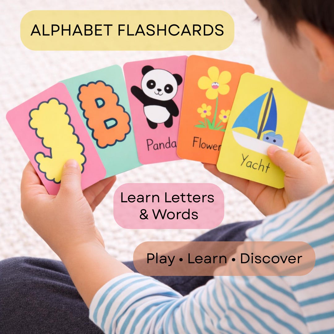 Alphabet Learning Cards for Kids | ABC Flashcards | Digital Download - Etsy