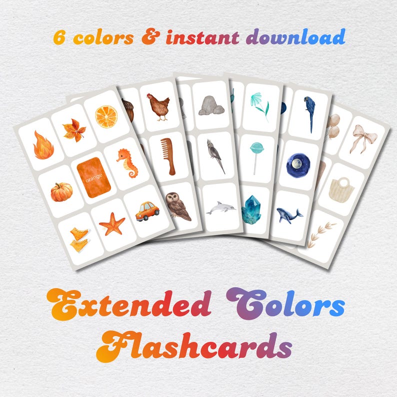Extended Colors Flashcards – Printable Learning Cards for Kids – 6 ...