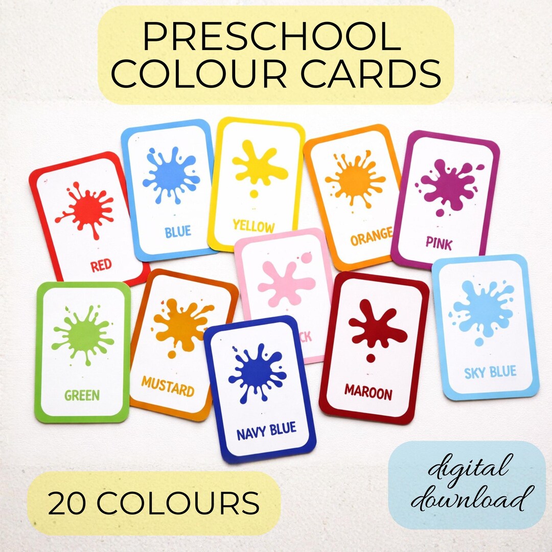 20 Rainbow Colors Flash Cards Educational Flashcards Montessori ...