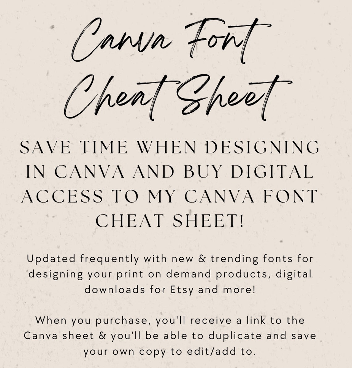 Canva Font Cheat Sheet | Digital Download, Access to Over 100 Trendy ...