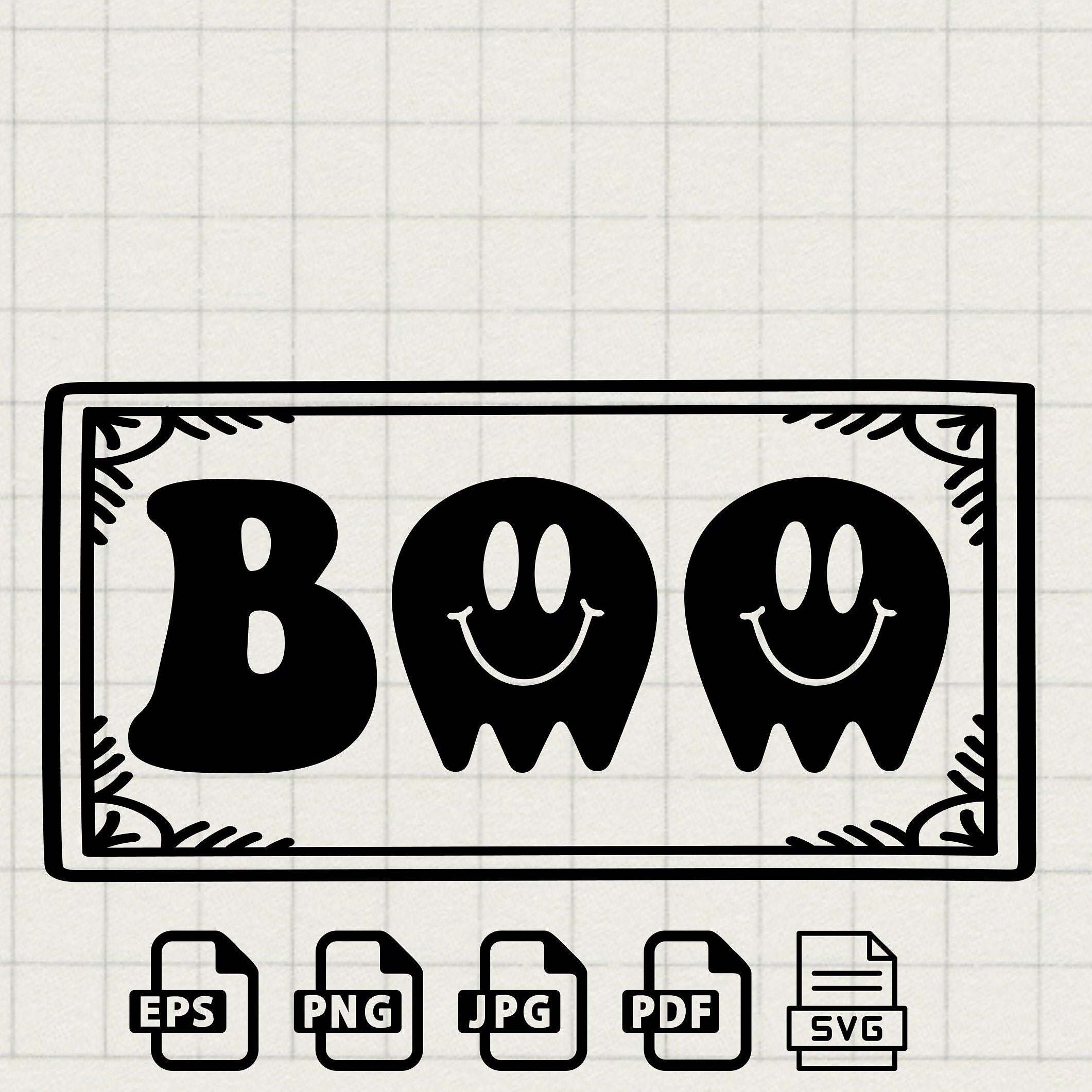 SVG boo With Ghost Face Instant Download Png PDF - Etsy