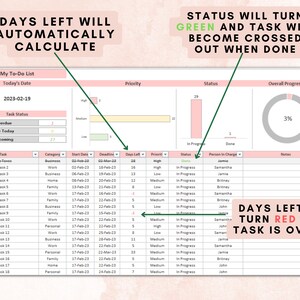 Excel to Do List Template | Task Planner Spreadsheet | Checklist ...