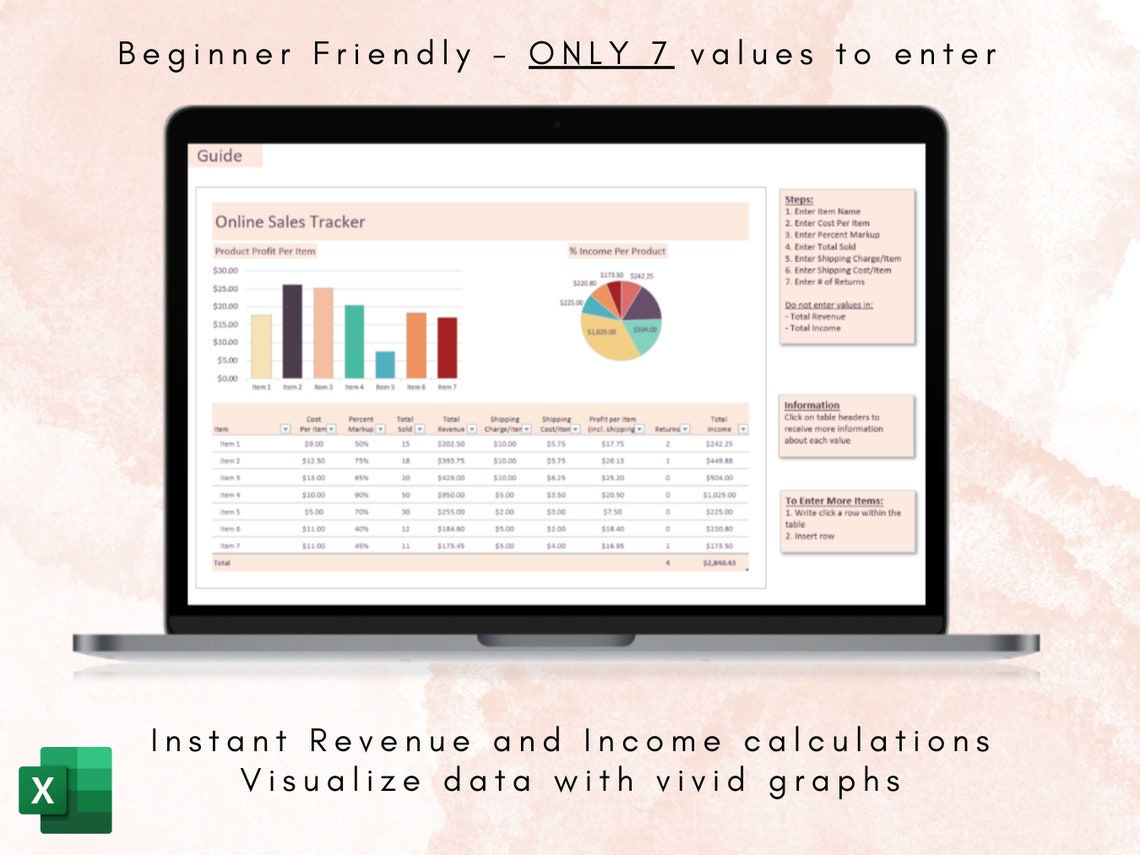Online Business Sales Tracker | Excel Tracker | Sales Planner | Order ...