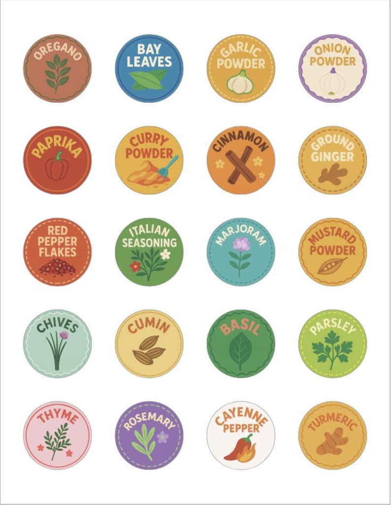 Spice Jar Labels – Round Stickers for Pantry Organization – Herb ...