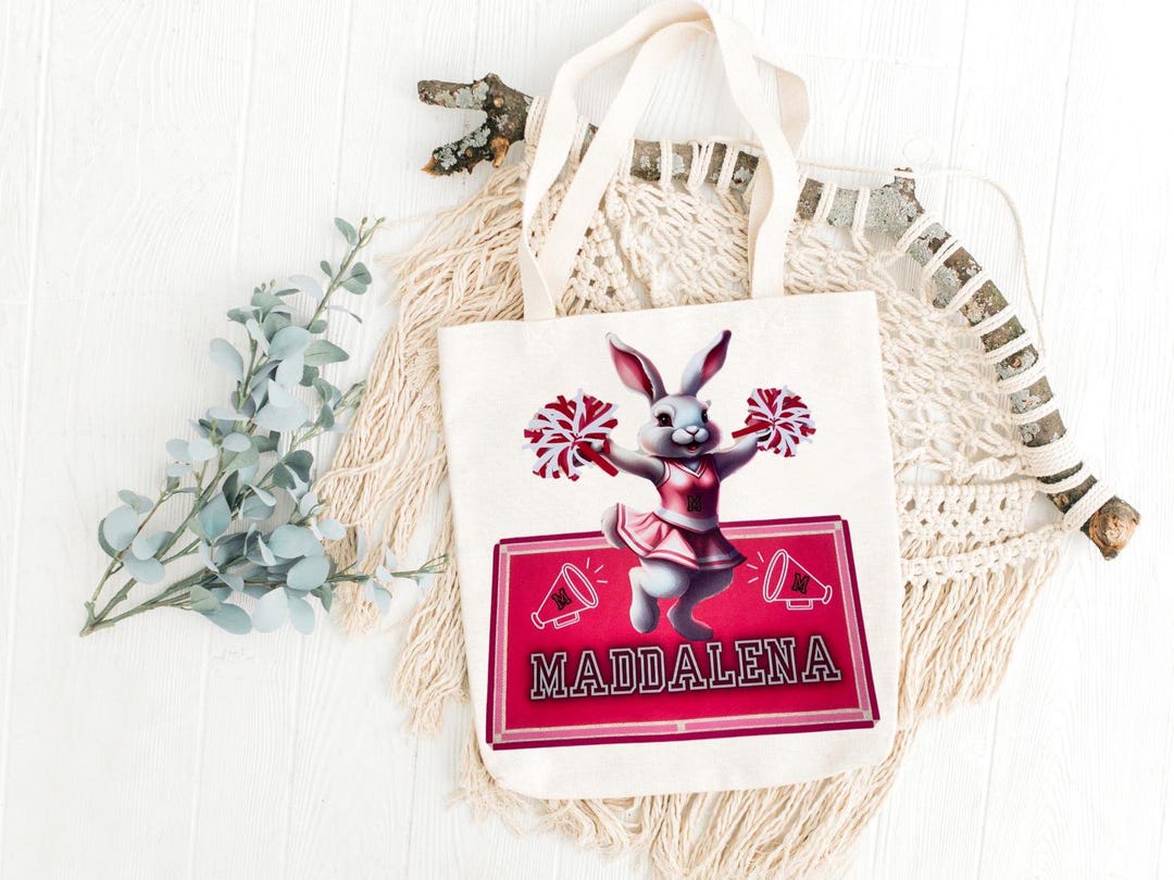 Cheerleader Bunny - Easter Bag Image - Easter Bunny Cheerleader - Etsy