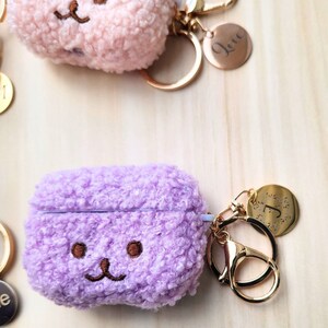 Personalized Plush Cute Teddy Bear Fleece Air Pods Key Chain Case ...