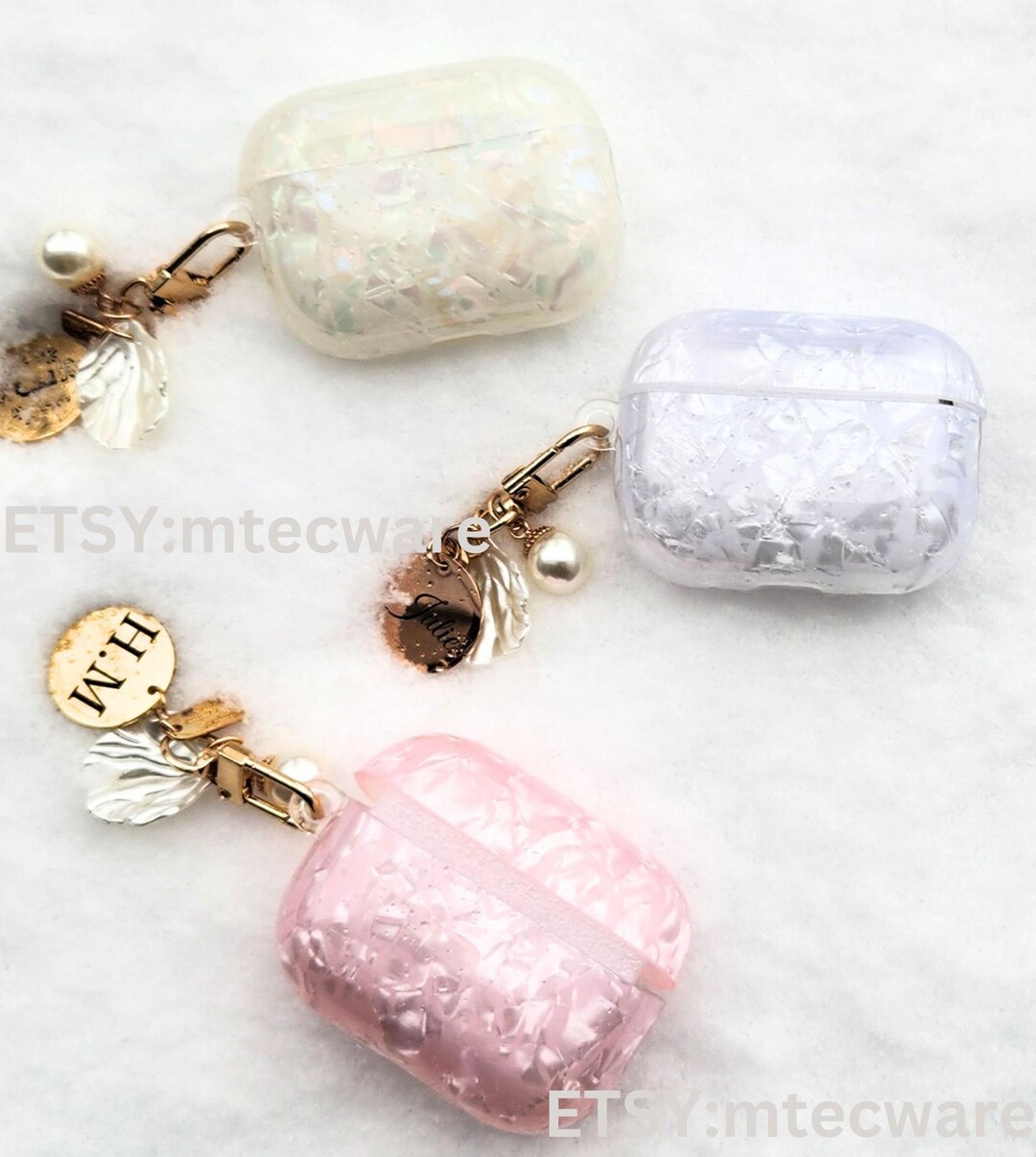 AirPod Pro 2 and 3rd Generation Glitter Conch Shell Pattern Design Case ...