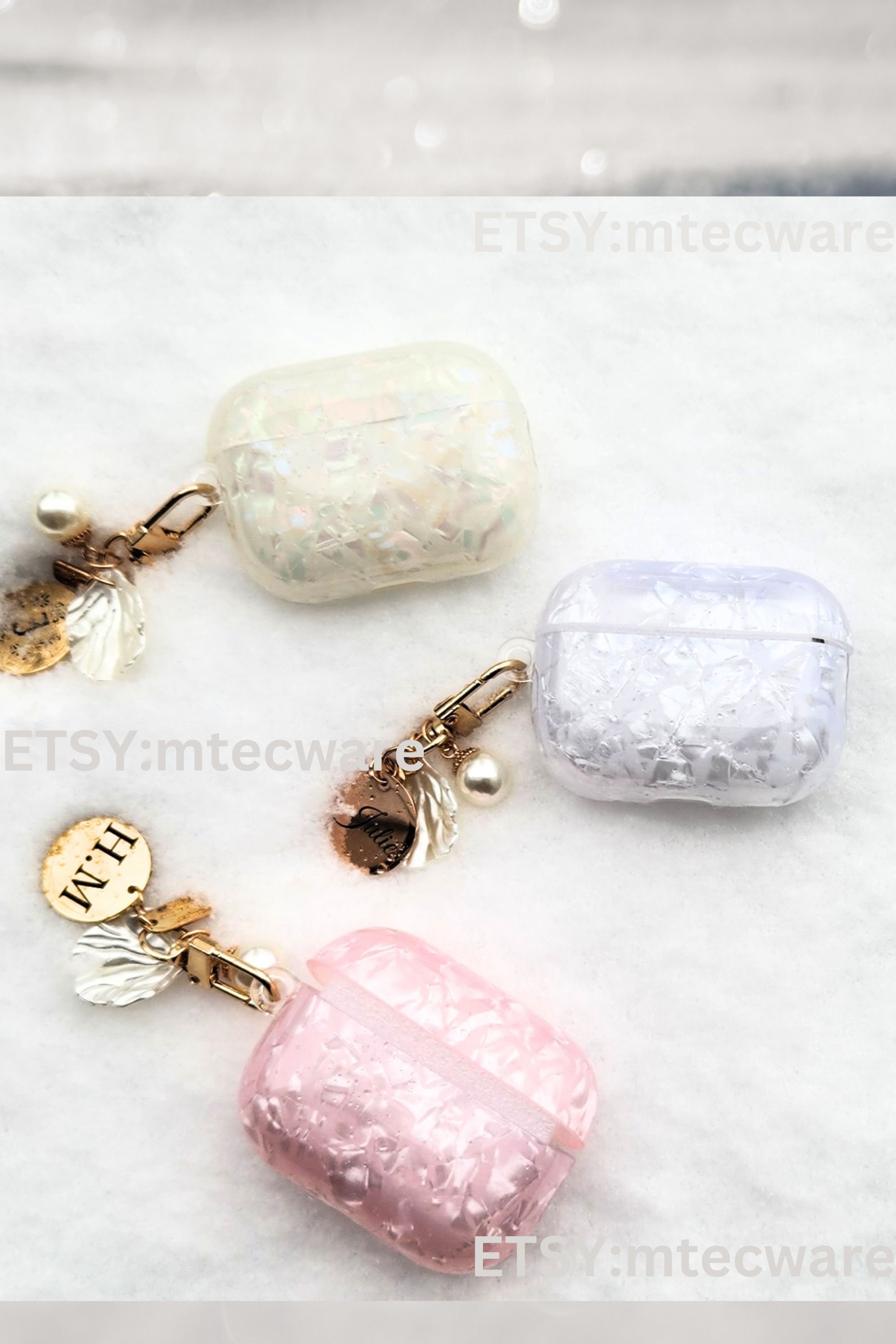 AirPod Pro 2 and 3rd Generation Glitter Conch Shell Pattern Design Case ...