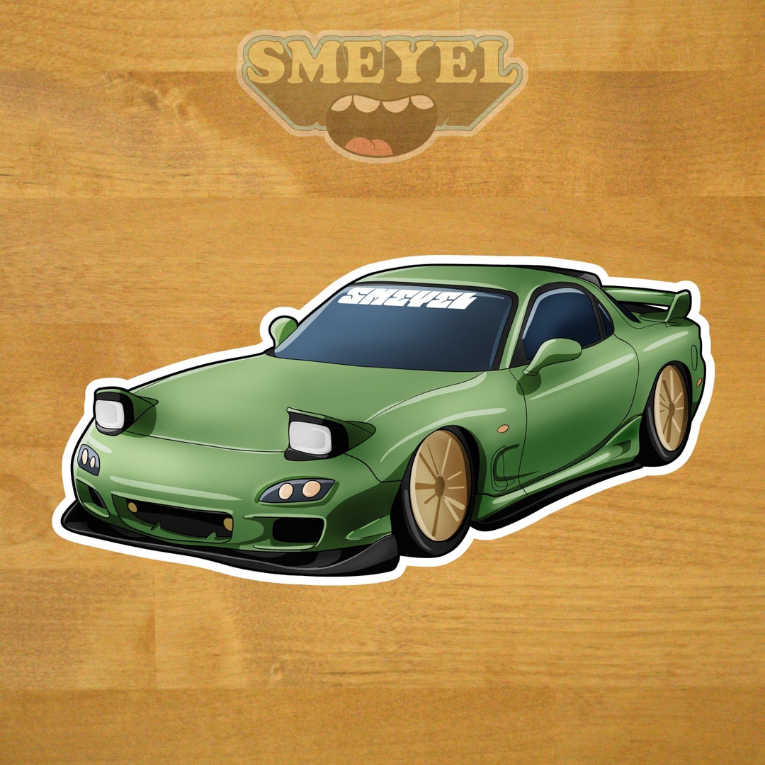 Mazda RX7 Green Bronze Cartoon Graffiti Artwork Laminated Vinyl ...