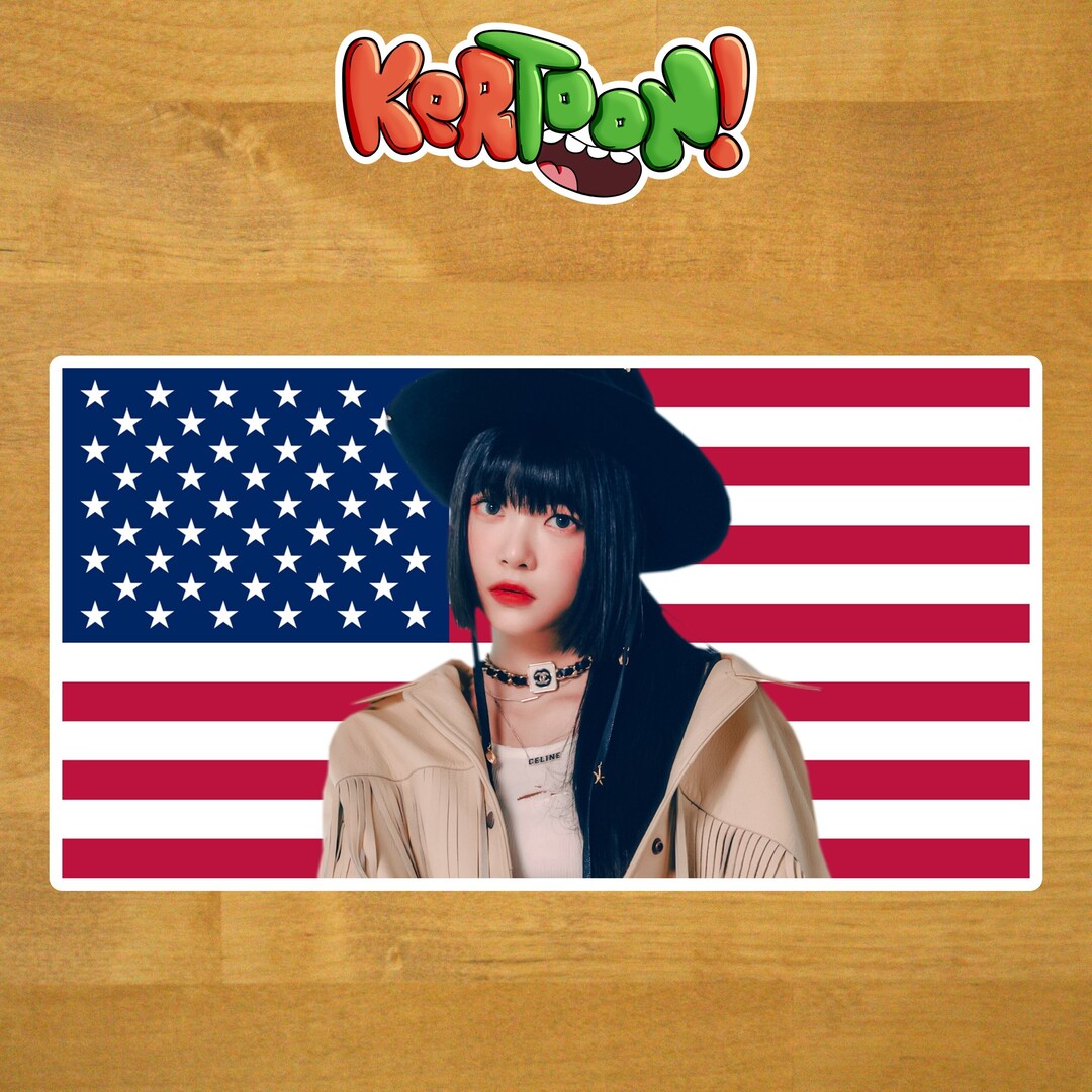 Eunchae Lesserafim American Flag Kpop Artwork Laminated Vinyl Waterproof Die-cut Sticker Pack ...