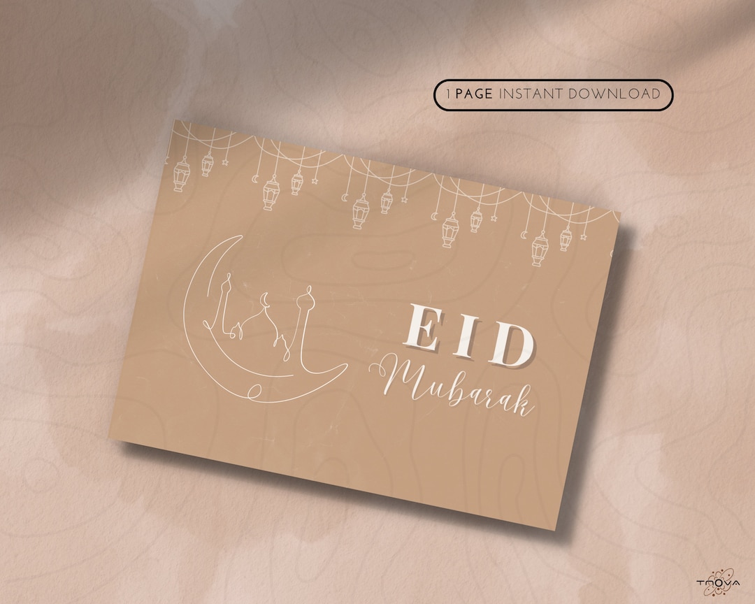 Printable & Foldable Eid Mubarak Card Minimal Eid Card Print Digital ...