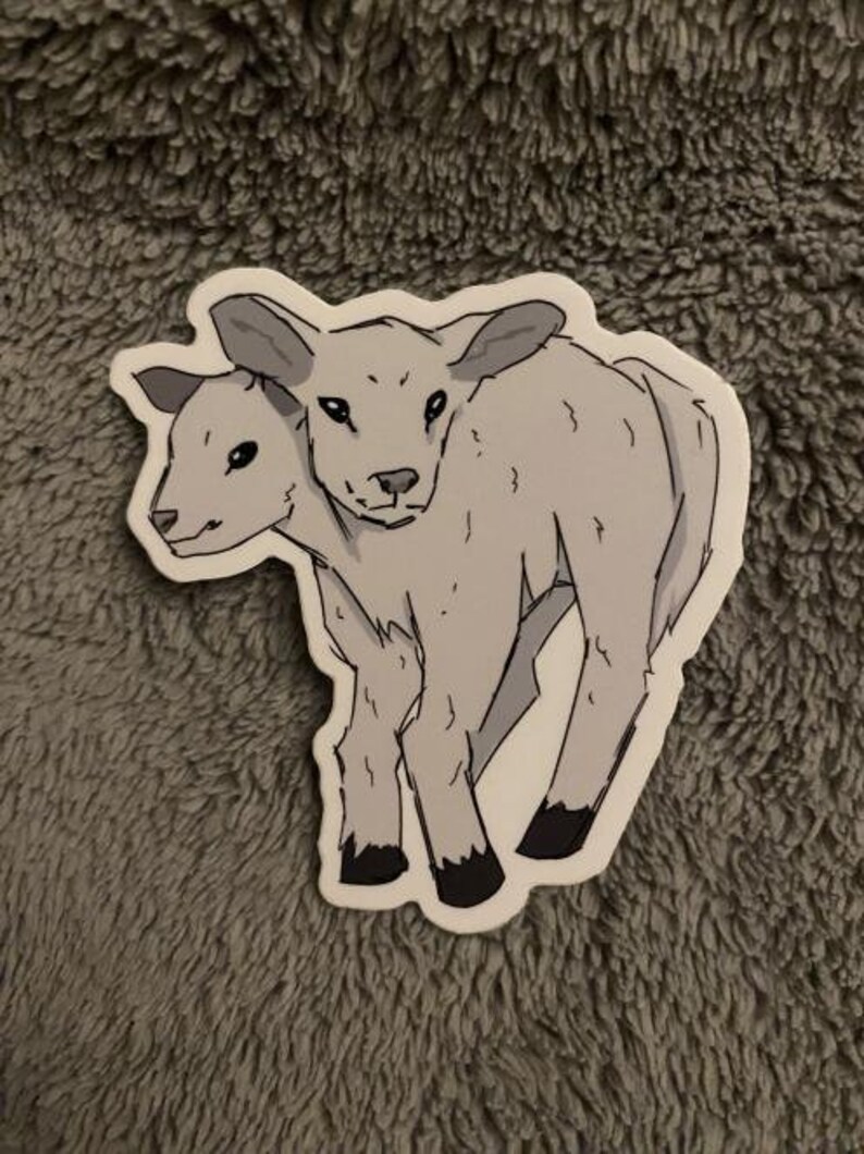 Twice as Many Stars Two Headed Farm Animal Sticker 3in calf, Kid, Lamb ...