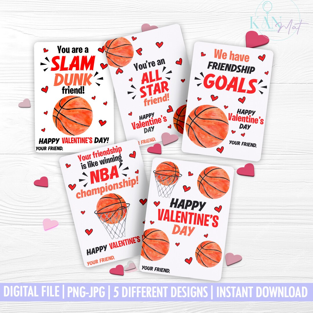 Basketball Valentine Cards for Kids, Kids Valentine Cards, Basketball ...