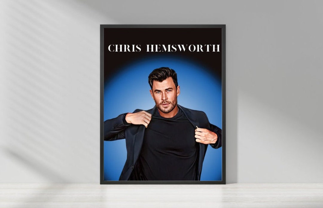 Chris Hemsworth Poster, Cartoon Celebrity Poster, Aura Poster, Digital ...